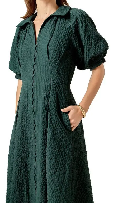 English Factory Button Front Maxi Dress - Dark Green