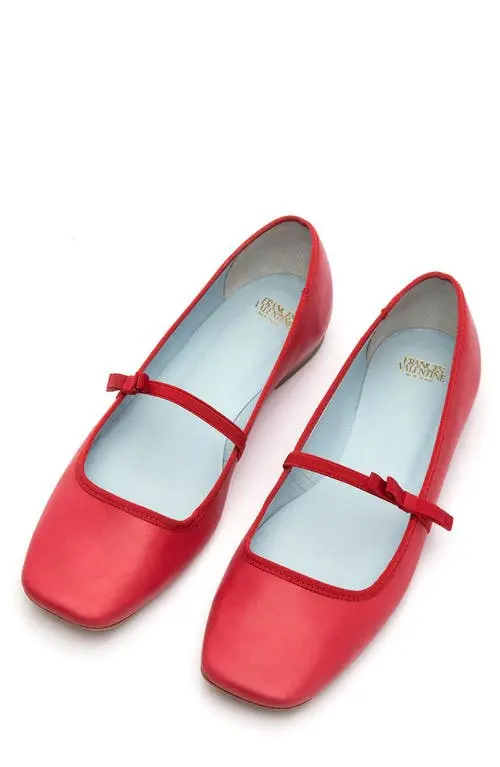FRANCES VALENTINE Square-toe Mary Jane Flat - Red