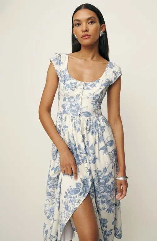 Reformation Florrie Floral Cotton Midi Dress In Courtier - 55% Off |  Editorialist