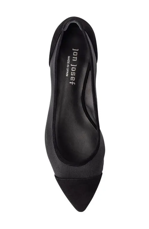 JON JOSEF Ray Pointed-toe Flat - Black Suede Combo