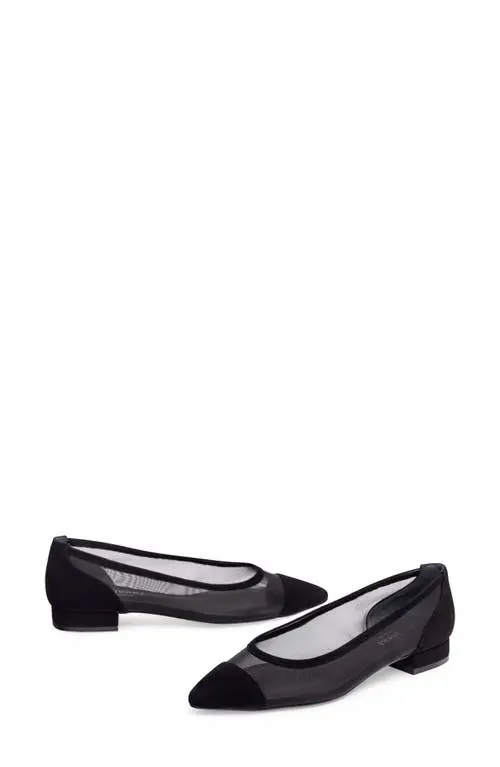 JON JOSEF Ray Pointed-toe Flat - Black Suede Combo