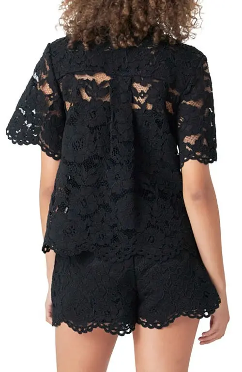 Endless Rose Lace Button-down Shirt - Black
