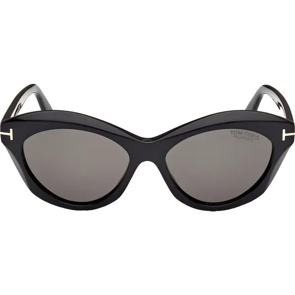 TOM FORD Toni 55mm Polarized Sunglasses - Shiny Black/smoke