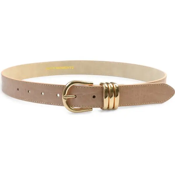PETIT MOMENTS Polished Belt - Beige Croc/gold