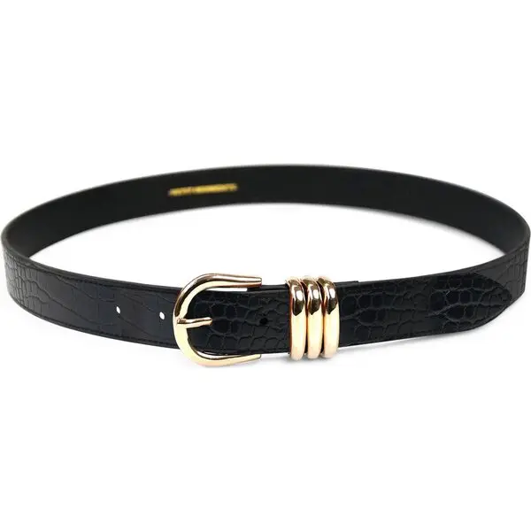PETIT MOMENTS Polished Belt - Black Croc/gold