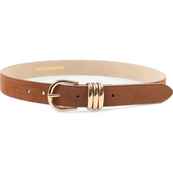 PETIT MOMENTS Polished Belt - Saddle Suede/gold