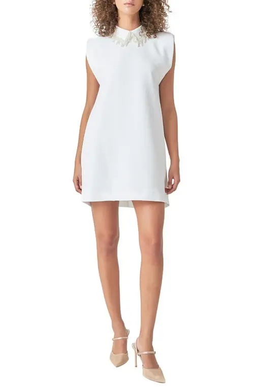 Endless Rose Imitation-pearl Fringe Mini Shirtdress