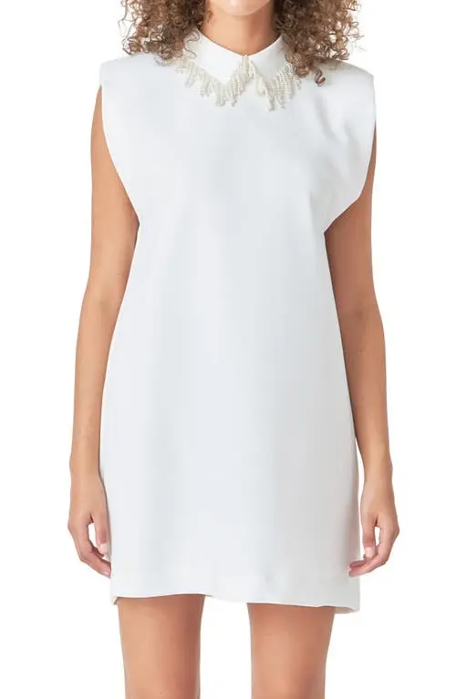 Endless Rose Imitation-pearl Fringe Mini Shirtdress