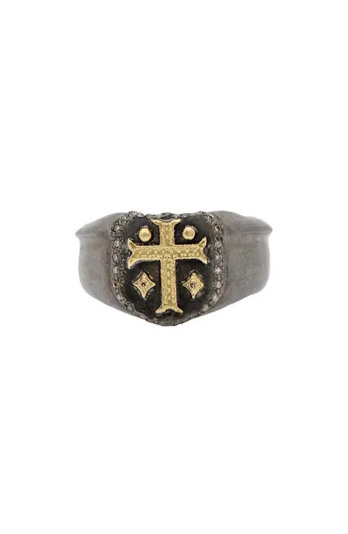 Armenta Cross Shield Signet Ring - Silver