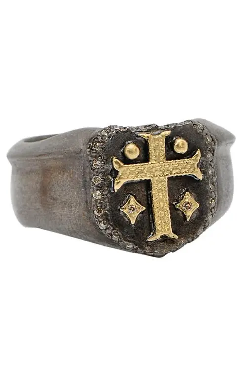 Armenta Cross Shield Signet Ring - Silver
