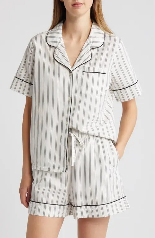 Nordstrom Classic Short Cotton Pajamas - Grey Steel Jenn Stripe