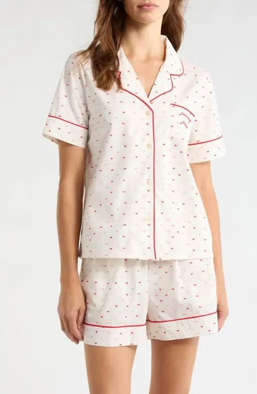 Nordstrom Classic Short Cotton Pajamas - Ivory Micro Hearts