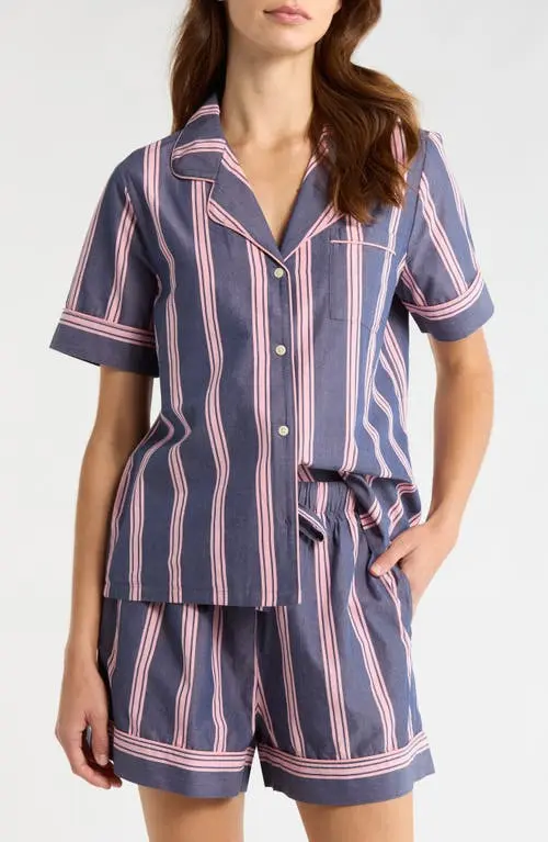 Nordstrom Classic Short Cotton Pajamas - Navy Lena Stripe