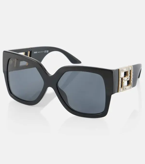 Versace Greca Embellished Oversized Sunglasses