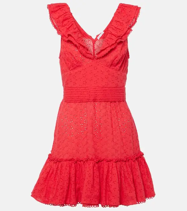 Poupette St Barth Bruna Ruffled Mini Dress - Red