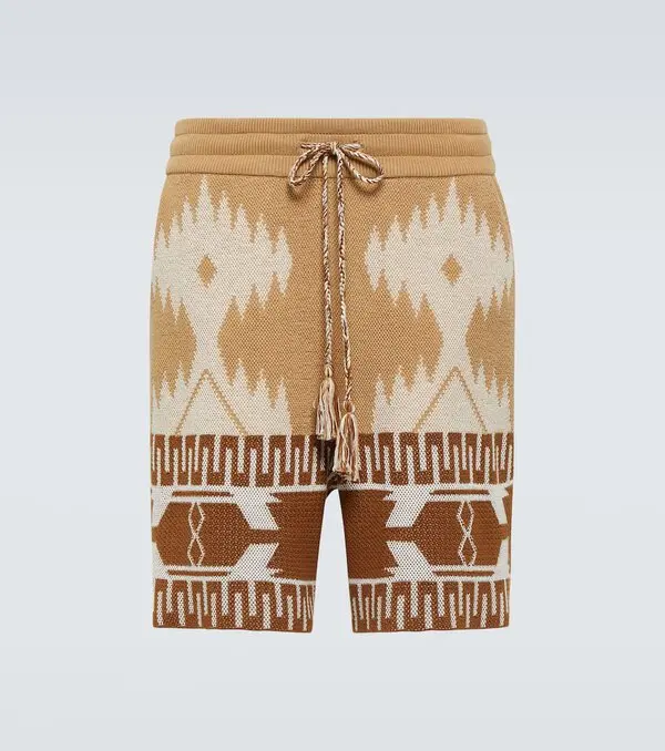 Alanui Icon Piquet Cotton Jacquard Shorts - Beige