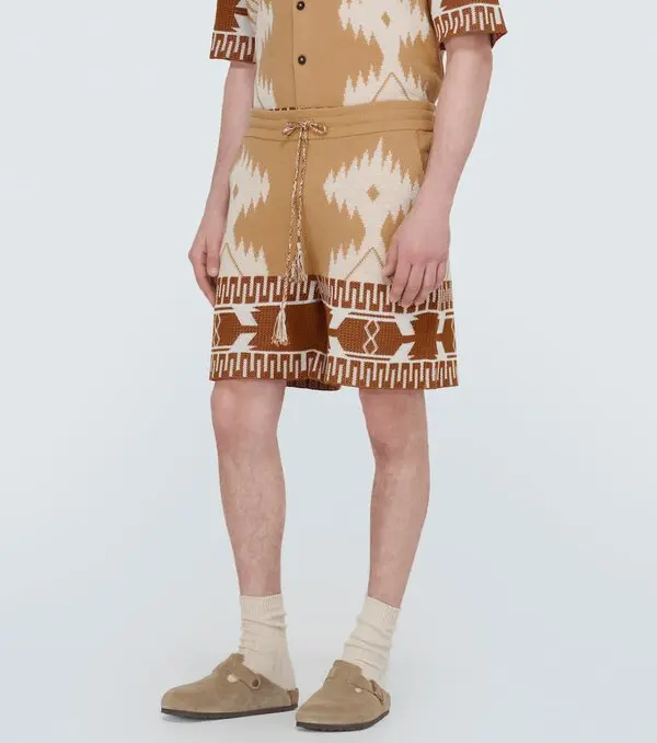 Alanui Icon Piquet Cotton Jacquard Shorts - Beige