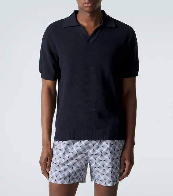 Frescobol Carioca Rino Cotton And Silk Polo Shirt - Blue