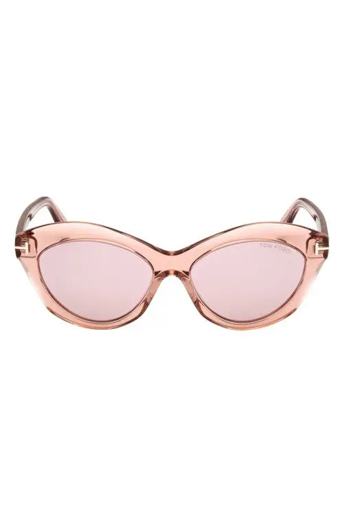 TOM FORD Toni 55mm Oval Sunglasses - Shiny Light Rose/pink Silver