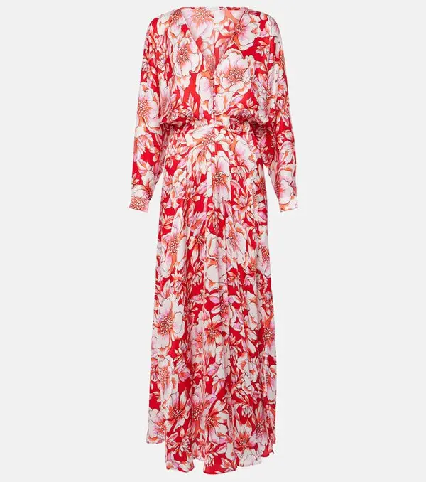 Poupette St Barth Ilona Gathered Floral Midi Dress