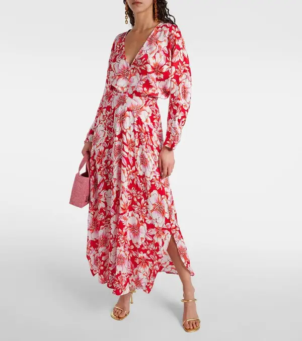 Poupette St Barth Ilona Gathered Floral Midi Dress