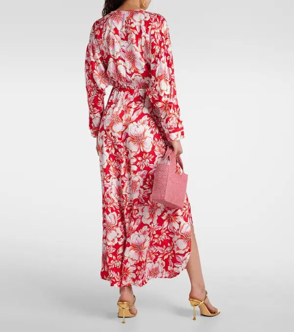 Poupette St Barth Ilona Gathered Floral Midi Dress
