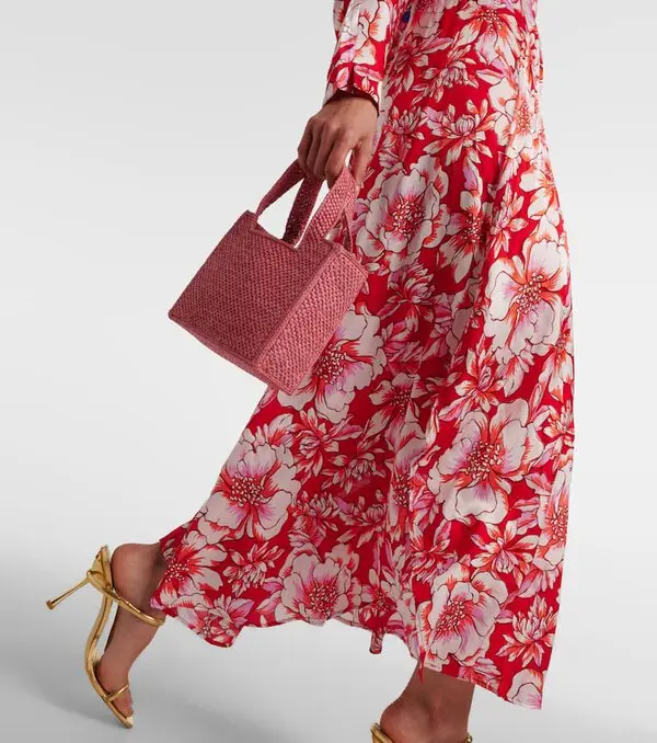 Poupette St Barth Ilona Gathered Floral Midi Dress