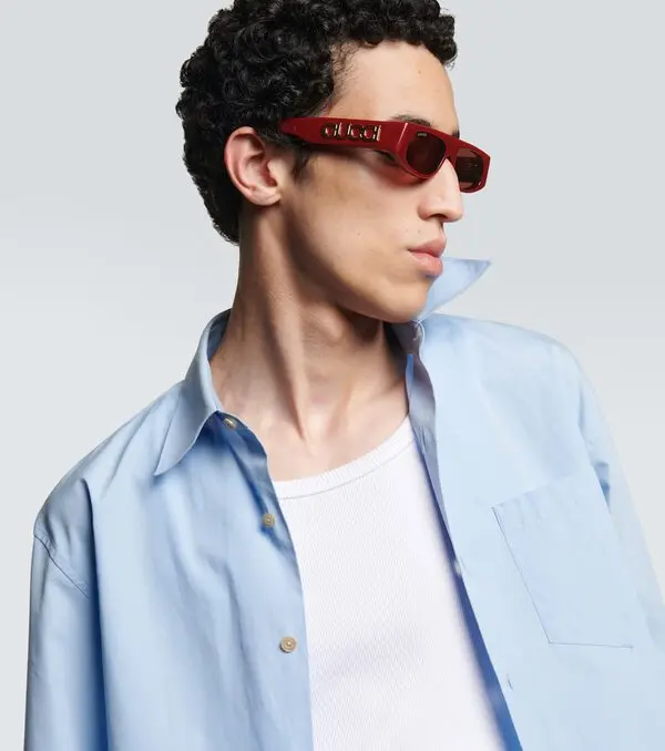 Gucci Logo Flat-top Sunglasses - Red