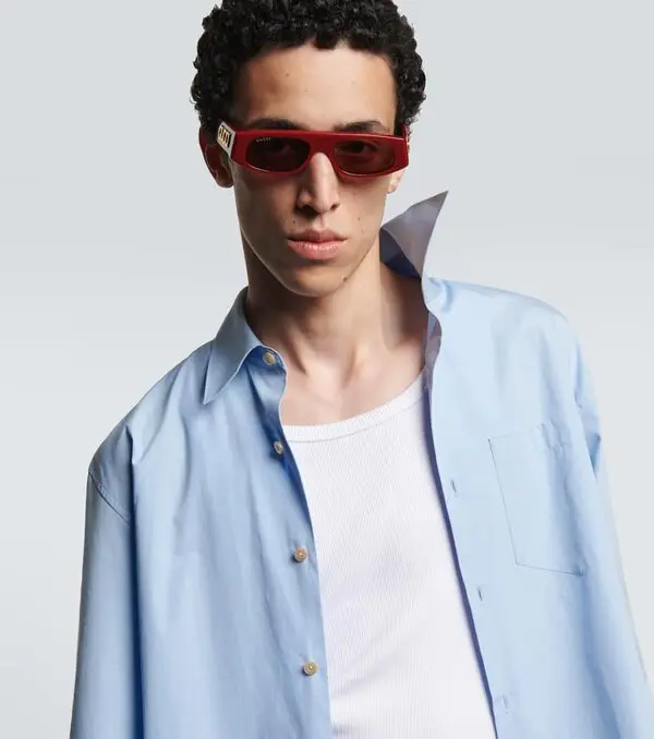 Gucci Logo Flat-top Sunglasses - Red