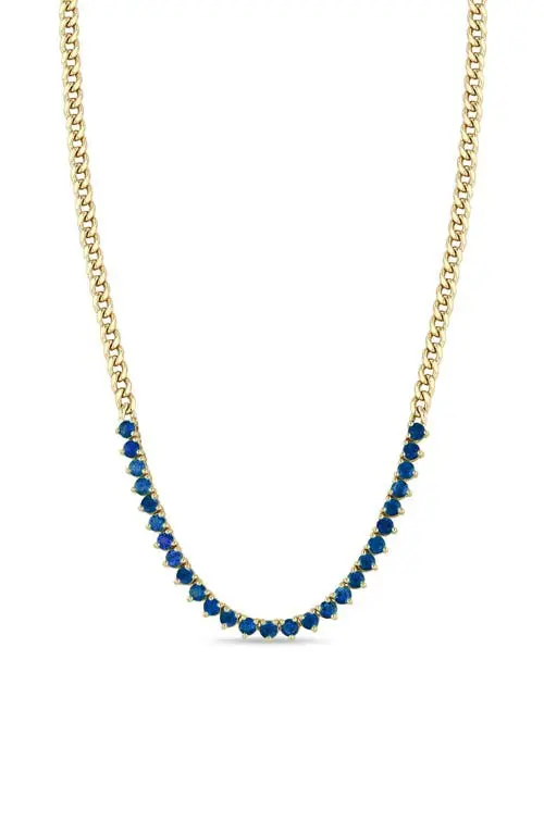 Zoe Chicco Sapphire And Gold Tennis Necklace - Yellow Gold