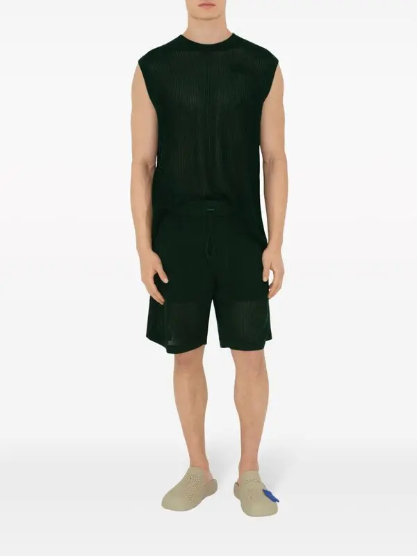 Burberry Embroidered-logo Mesh Cotton Shorts