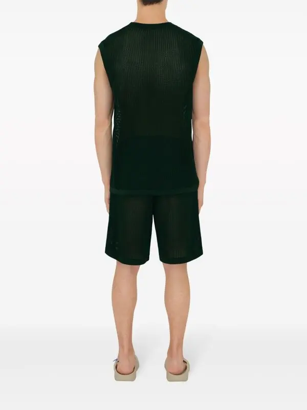 Burberry Embroidered-logo Mesh Cotton Shorts