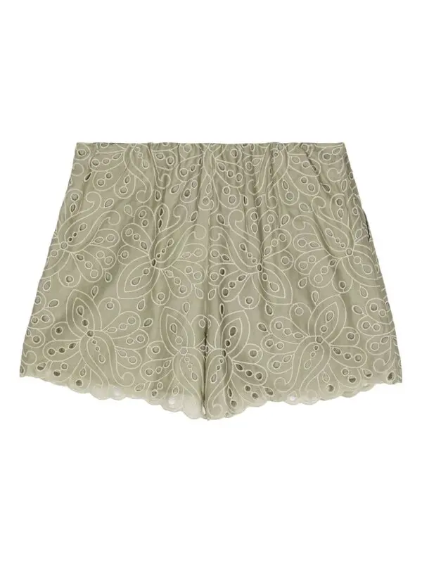 Dice Kayek Broderie Anglaise Cotton Shorts - Green