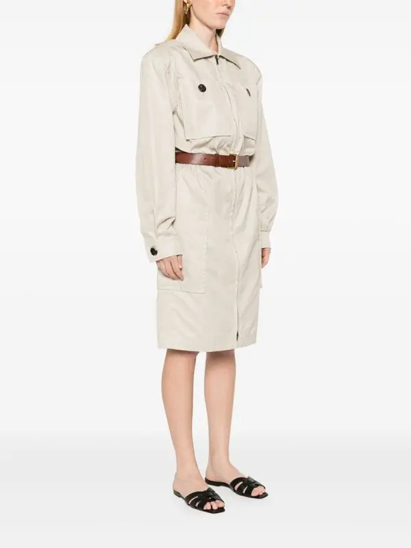 Saint Laurent Saharienne Belted Dress - Neutrals