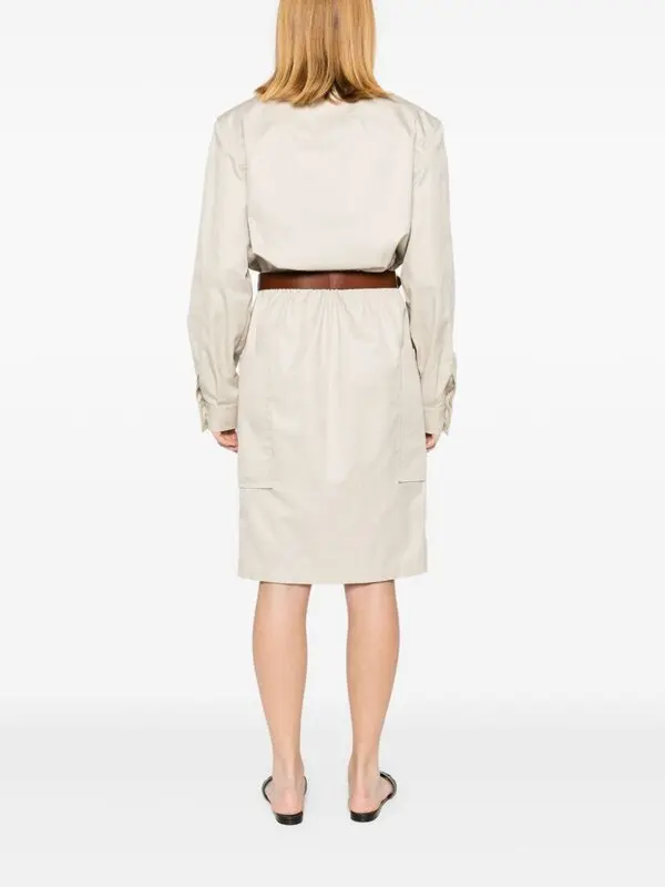 Saint Laurent Saharienne Belted Dress - Neutrals