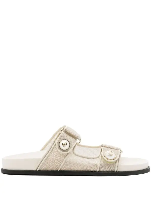 JIMMY CHOO Fayence Metallic Mesh Slides - Neutrals