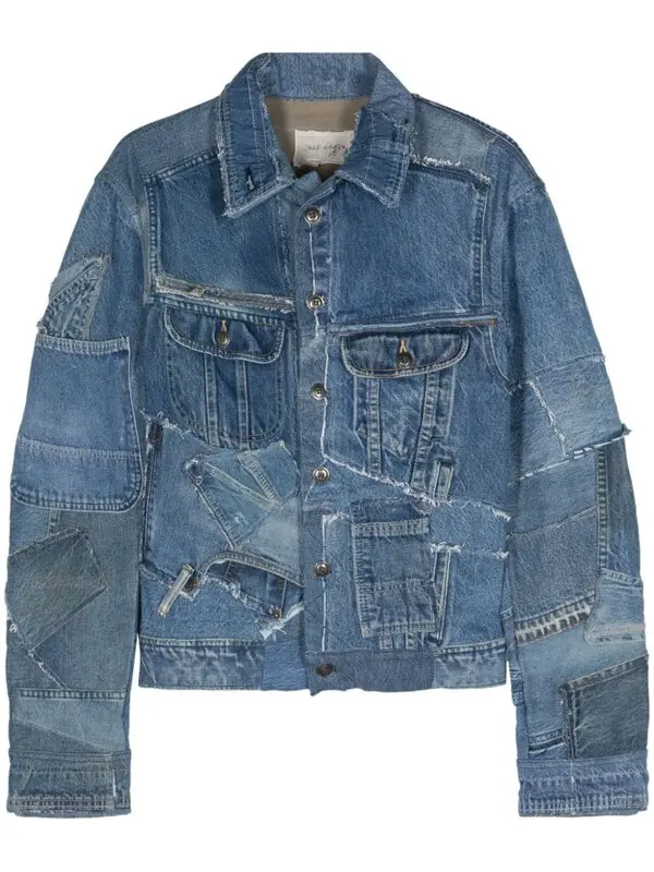 GREG LAUREN Distressed Denim Jacket - Blue