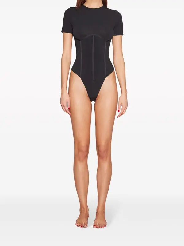 FLEUR DU MAL Organic-cotton T-shirt Bodysuit - Black