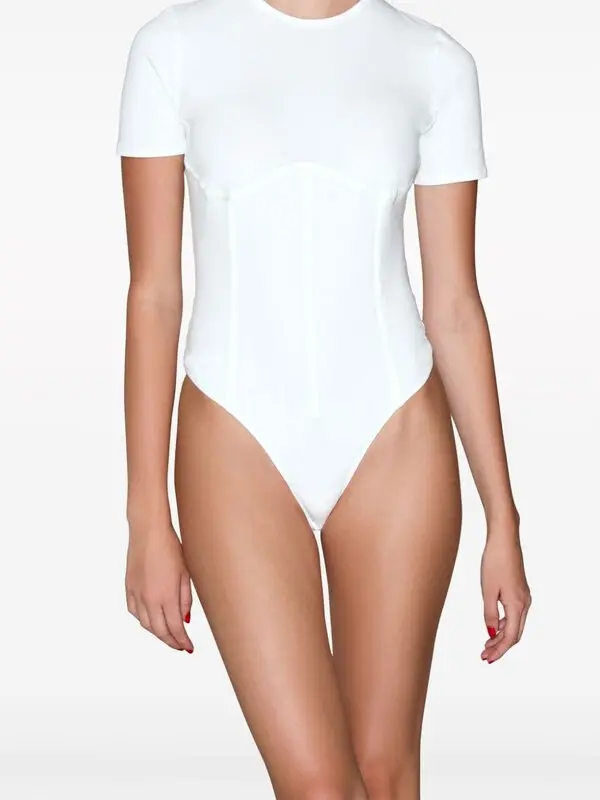 FLEUR DU MAL Organic-cotton T-shirt Bodysuit - White