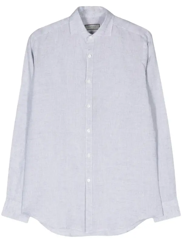 Canali Spread-collar Long-sleeve Shirt