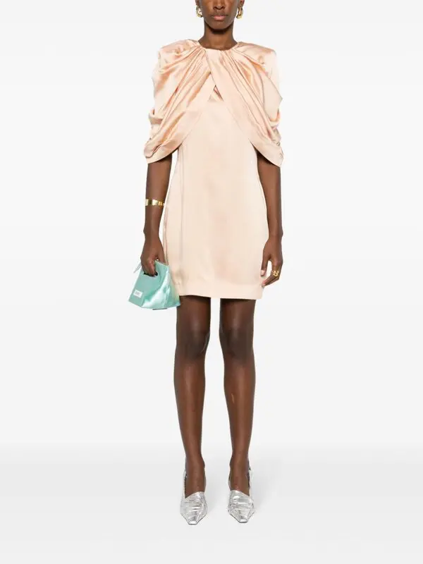 Stella McCartney Draped Satin Mini Dress - Neutrals