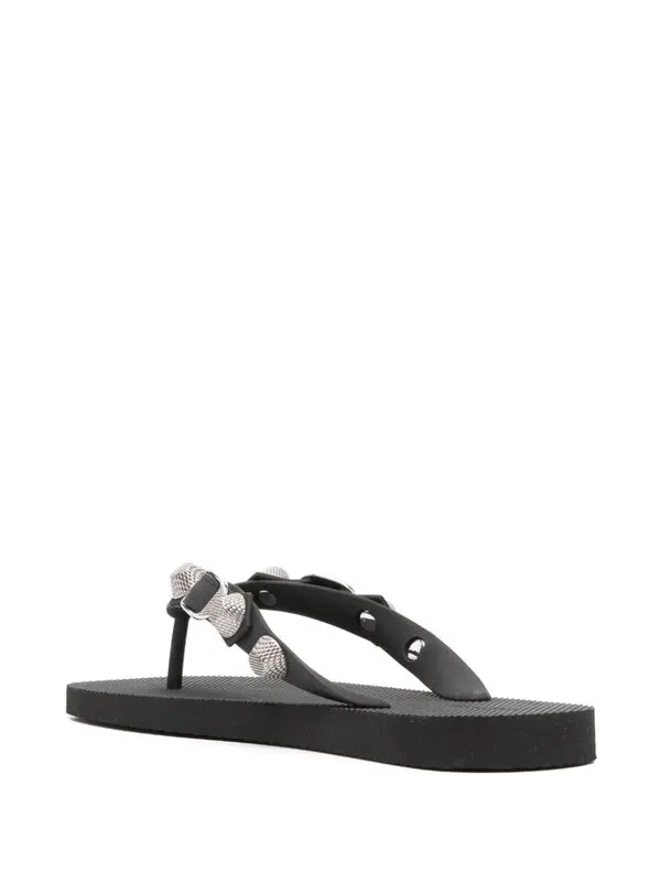 Balenciaga Cagole Studded Flip Flops - Black