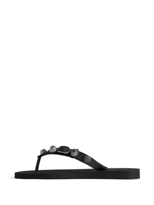 Balenciaga Cagole Studded Flip Flops - Black