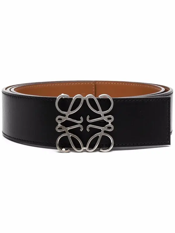Loewe Anagram Buckle Leather Belt - Black
