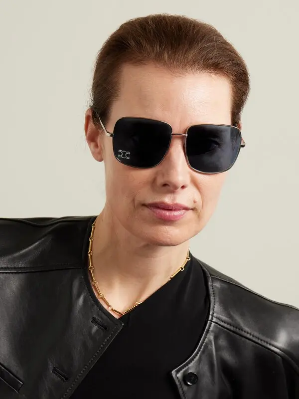 Celine Triomphe Crystal-embellished Sunglasses - Silver