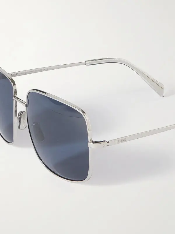 Celine Triomphe Crystal-embellished Sunglasses - Silver