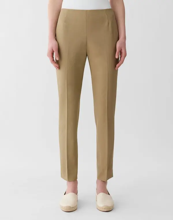 Lafayette 148 New York Cotton Stretch Twill High-rise Cropped Pants - Cadet Khaki
