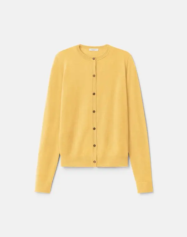 Lafayette 148 New York Fine Cashmere Crewneck Cardigan - Vicuna