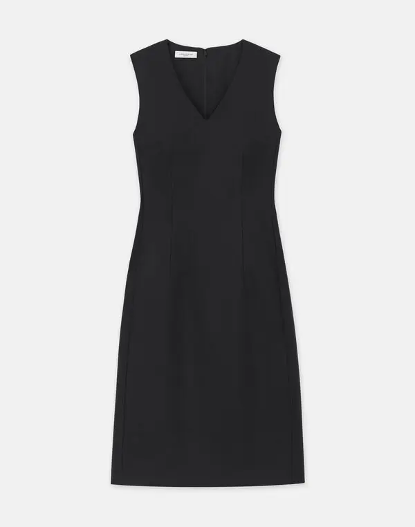 Lafayette 148 New York Wool Stretch V-neck Sheath Dress - Black