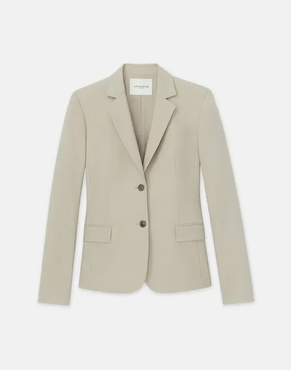 Lafayette 148 New York Petite Responsible Stretch Wool Two Button Blazer - Plaster